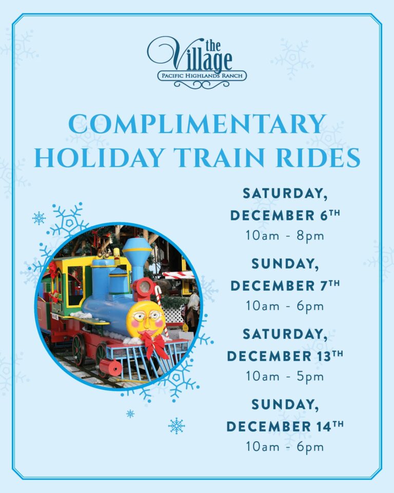 COMPLIMENTARY HOLIDAY TRAIN RIDES | The Village at Pacific Highlands Ranch